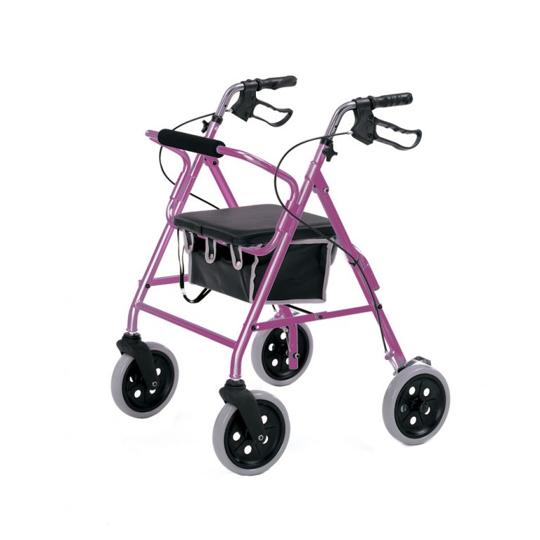 2463: Lightweight 4 Wheel Rollator - Pink - Invamed