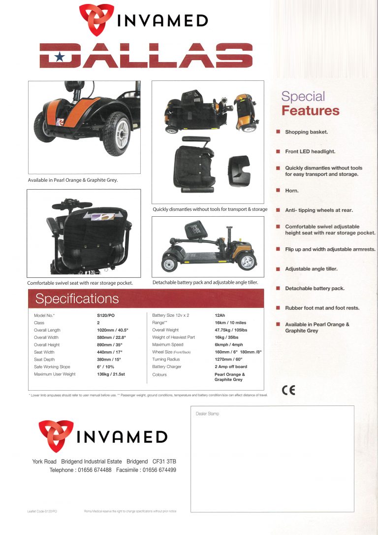 car boot mobility scooter Roma Dallas Boot Scooter - Red - Exdemo - Invamed